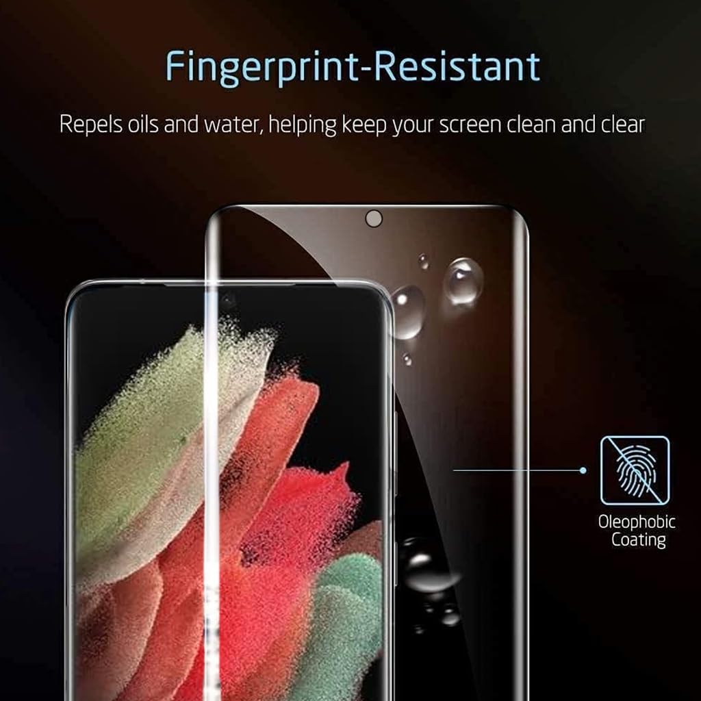 3 Pack Samsung Galaxy S21 Ultra Screen Protector, 1 Pack Camera Lens Protector, Compatible Fingerprint, 9H Scratch-Resistant HD Clear Tempered Glass Screen Protector Galaxy S21 Ultra Screen Protector