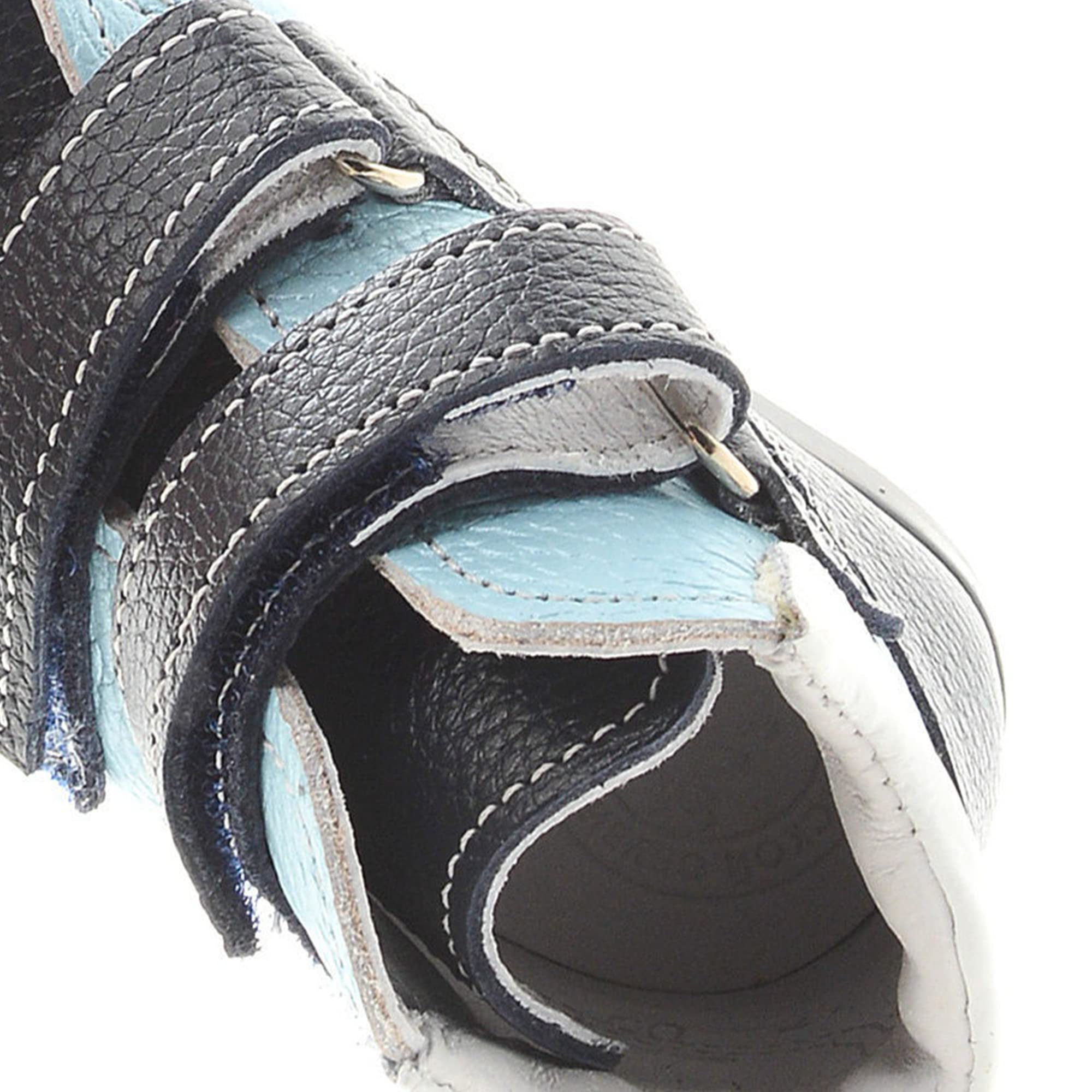 Skorohod Orthopedic Boots 15-141-2 First Step for Boys and Girls Genuine Leather - High Sole - 2 Fasteners (2 Infant, Blue)
