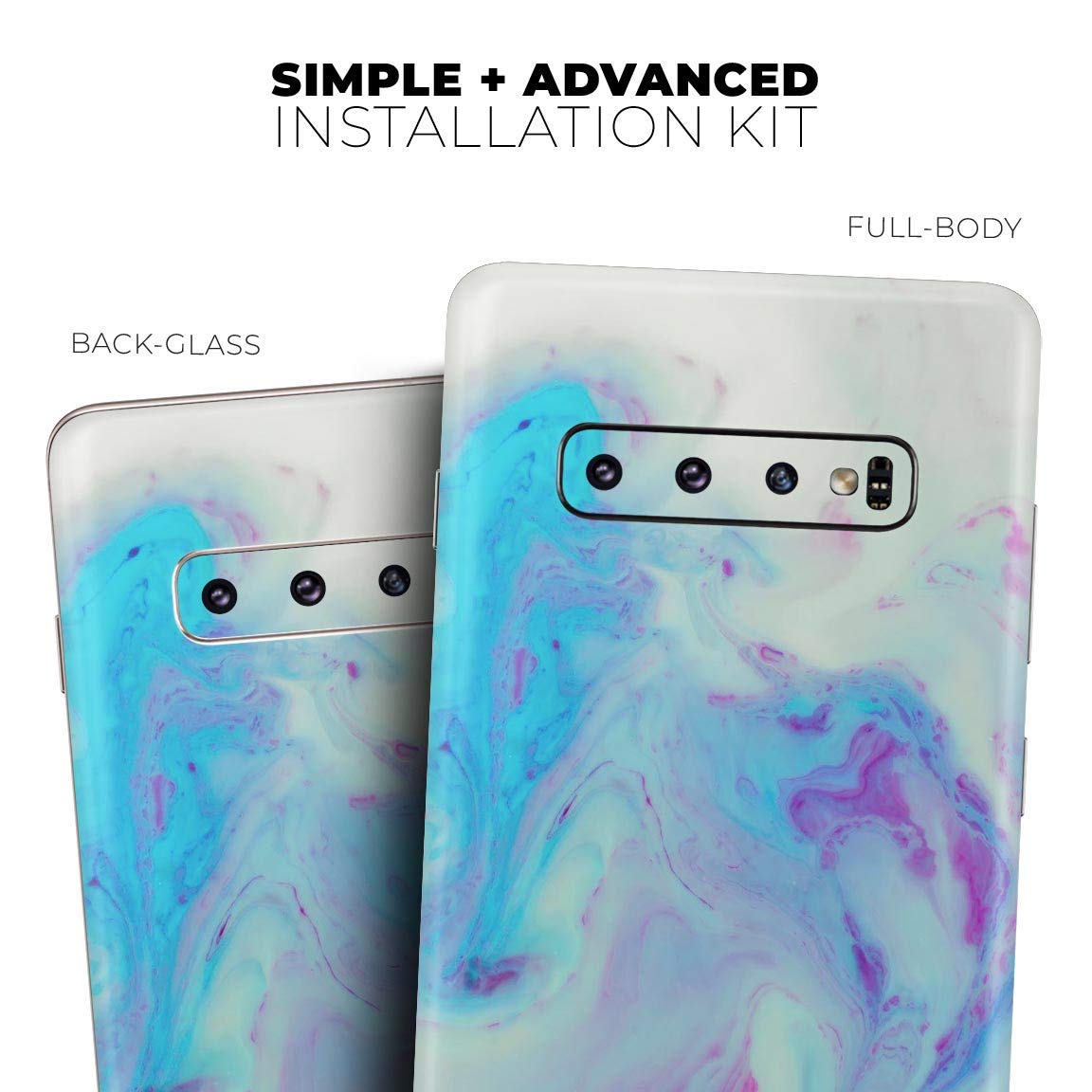 DesignSkinz Marbleized Pink and Blue Paradise V371 Protective Vinyl Decal Wrap Skin Cover Compatible with The Samsung Galaxy S20 (Screen Trim & Back Glass Skin)