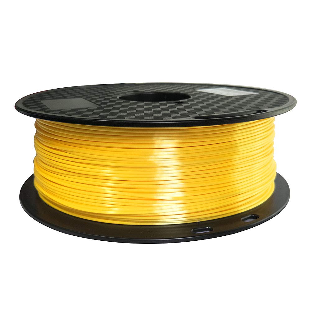 Silk Yellow PLA Filament 1.75 mm 3D Printer Filament 1KG 2.2LBS Spool Silky Shiny Shine Metallic Yellow 3D Printing Material CC3D Bright Yellow Color