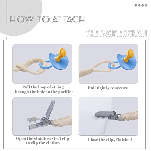 Duludulu 7 Pcs Braided Pacifier Clip, Pacifier Clips for Boys & Baby Girls, Pacifier Holder Clip Binky Clips Handmade Cotton Modern Unisex Pacifier Smoother Clip Fits All Pacifiers