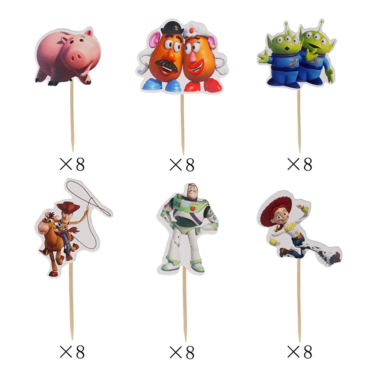 48pcs Toy inspiration story Cake Toppers ,Kids Birthday Party Cake Decoration Supplies