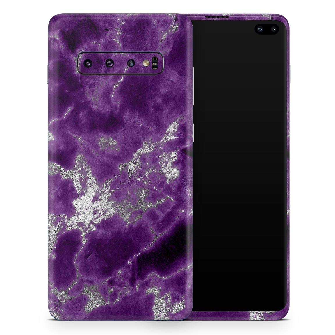 DesignSkinz Purple Marble & Digital Silver Foil V5 Protective Vinyl Decal Wrap Skin Cover Compatible with The Samsung Galaxy S20 (Screen Trim & Back Glass Skin)