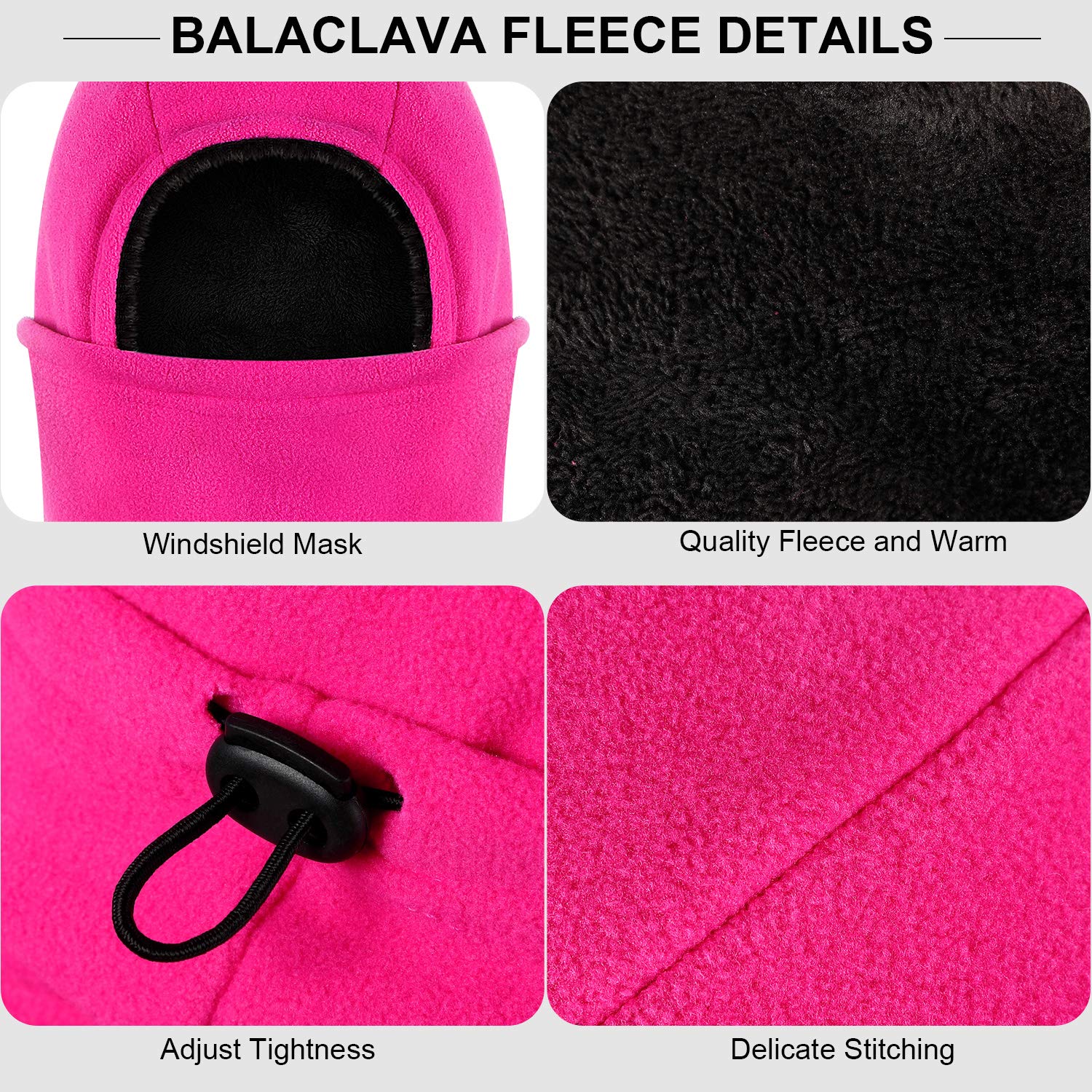 3 Pieces Balaclava Fleece Hat Ski Cold Weather Thick Face Cover Hat Winter Warm Windproof Adjustable Cycling Headwrap