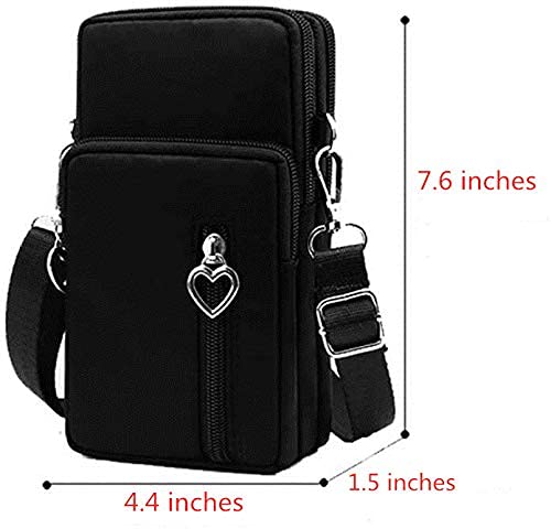 Cellphone Purse Wallet Cross Over Body Bag Shoulder Pouch Wristlet Armband for Samsung Galaxy S23 Ultra S22 S21 S20 FE A03 A33 A04 A14 A53 iPhone 14 13 12 11 Pro Max XR Google Pixel 7 6 Pro (Black)