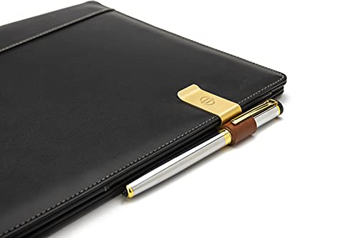 Dryden Designs Fountain Pen - Medium Nib 0.5mm | Includes 6 Ink Cartridges (3 Black, 3 Blue), Notebook Clips and Ink Refill Converter | - Silver.