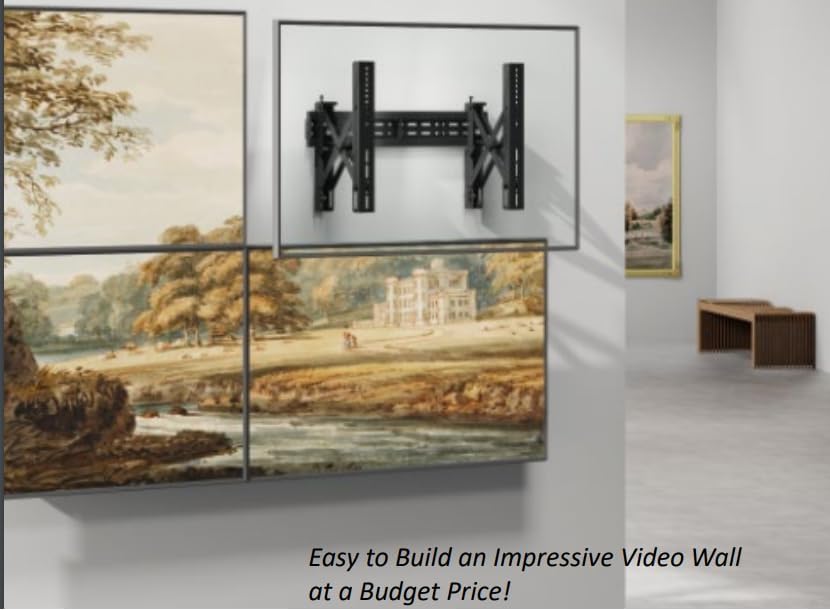 Mount Plus POP-48T 1x2 Pop Out Video Wall Mount System for 37 to 80" TVs | TV Menu Board | Max VESA 800x400 | Commercial Grade 154 Lbs | Anti-Theft Protection | Full Extension to 8.7"
