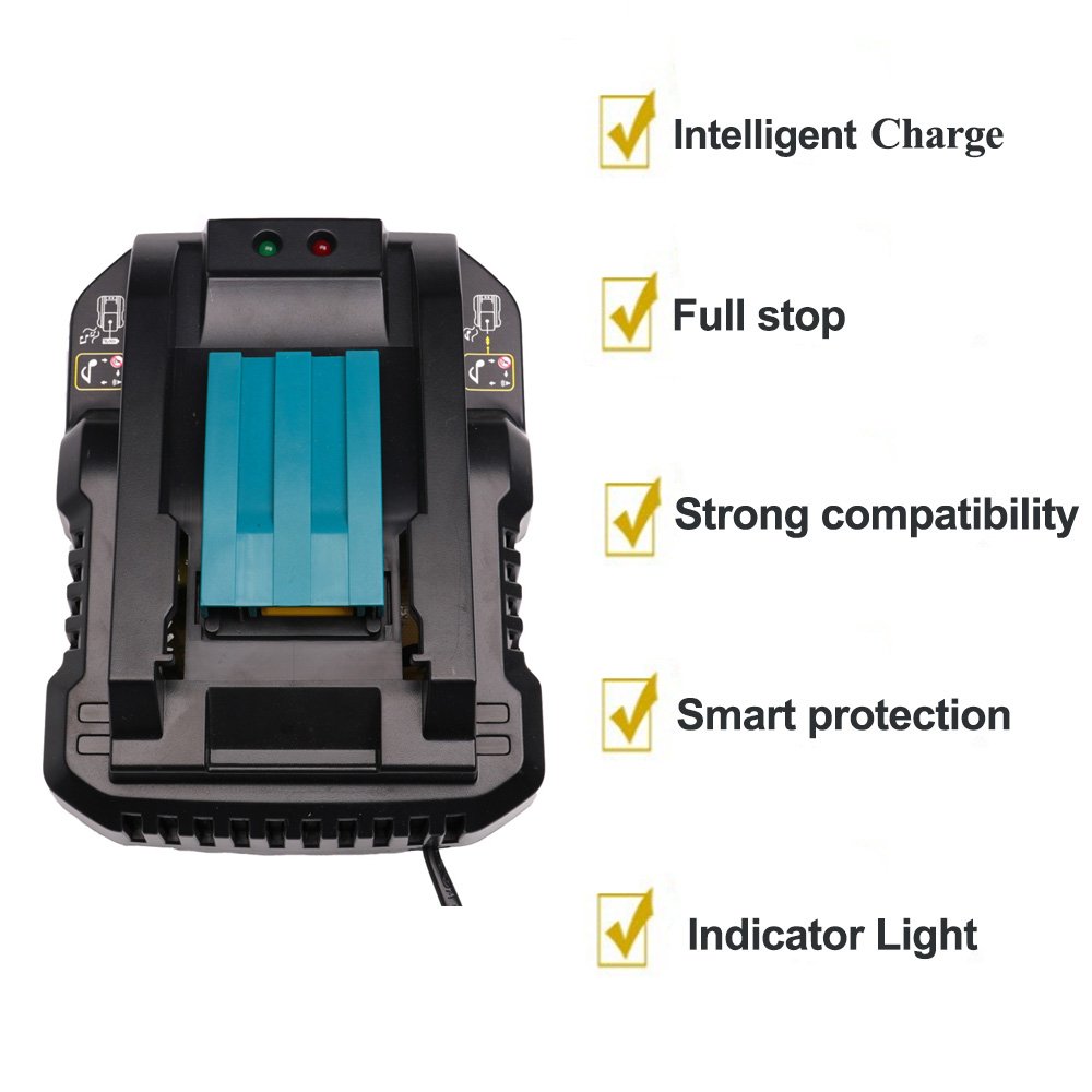 4A DC18RC Li-Ion Battery Charger for Makita 14.4V &18V Lithium-Ion Battery Power Supply for BL1830 BL1840 BL1850 BL1815 BL1430 Power Tools (4A)