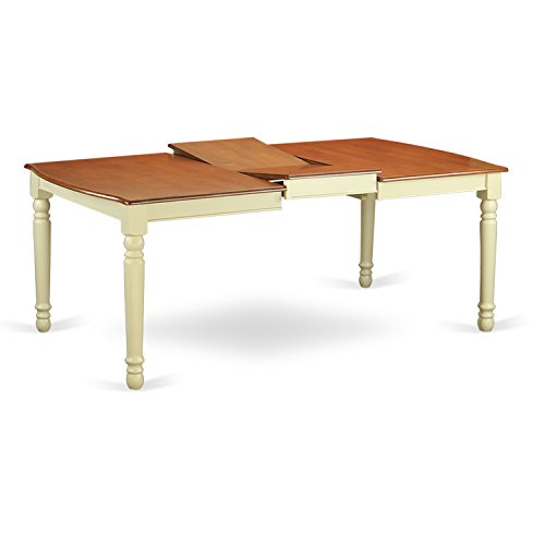 East West Furniture Dover 9 Piece Set Includes a Rectangle Dinner Table with Butterfly Leaf and 8 Dining Room Chairs, 42x78 Inch, Buttermilk & Cherry