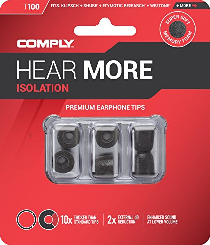 Comply Foam Premium Earphone Tips - Isolation T-100 (Multi-Color, 3-Pairs, S/M/L)