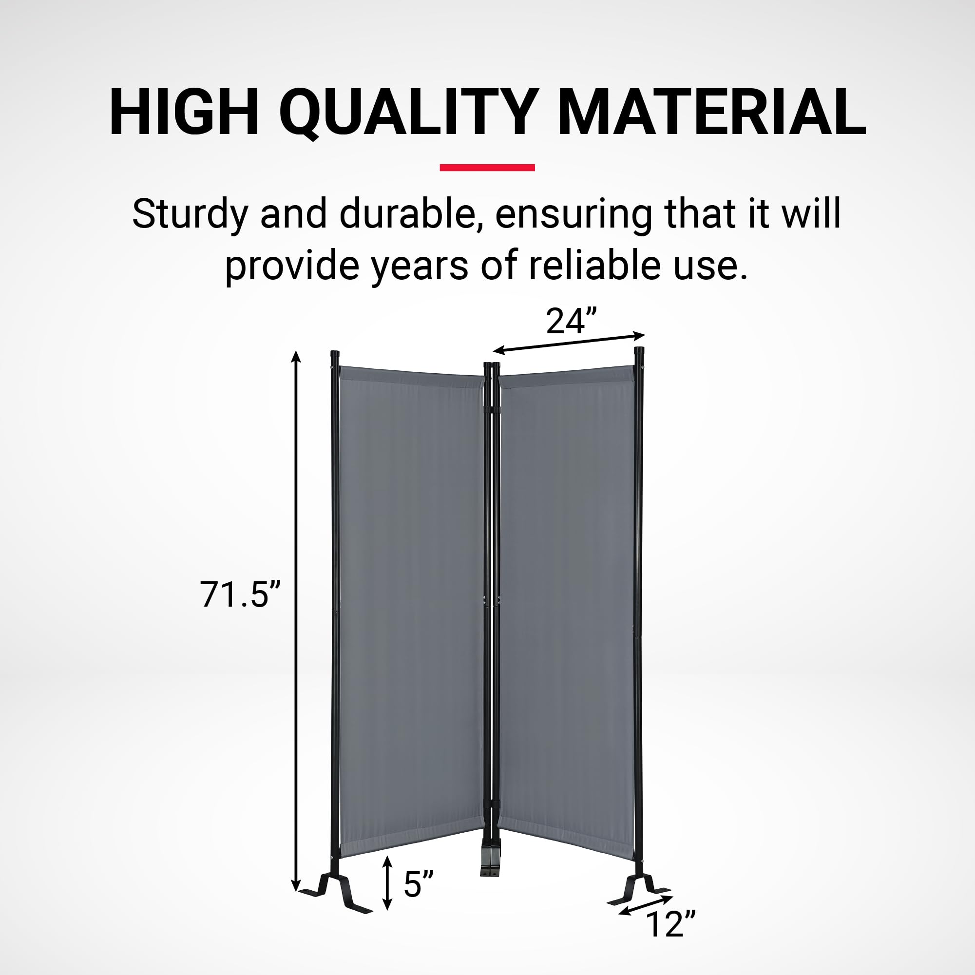 Proman Products - Galaxy II Section Divider, Water Repellent Fabric Room Divider with Black Powder Coated Metal Frame for Indoors or Outdoors, Small 50.25β Width (Grey)
