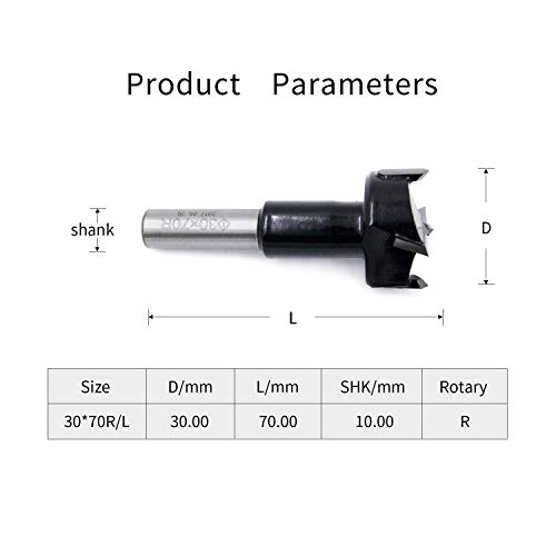 TIDEWAY Forstner Drill Bits 30mm Dia 10mm Shank, Auger Opener, Woodworking Hinge Hole Drilling Boring Bit Cutter,Brad-Point Drill Bits for DIY