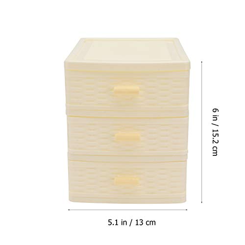 DOITOOL Skincare Storage Organizer Desktop Jewelry Storage Drawer Makeup Organizer Earring Holder Stand Cosmetic Storage Container for Home Girl Bedroom (Beige) Tabletop Storage Bin