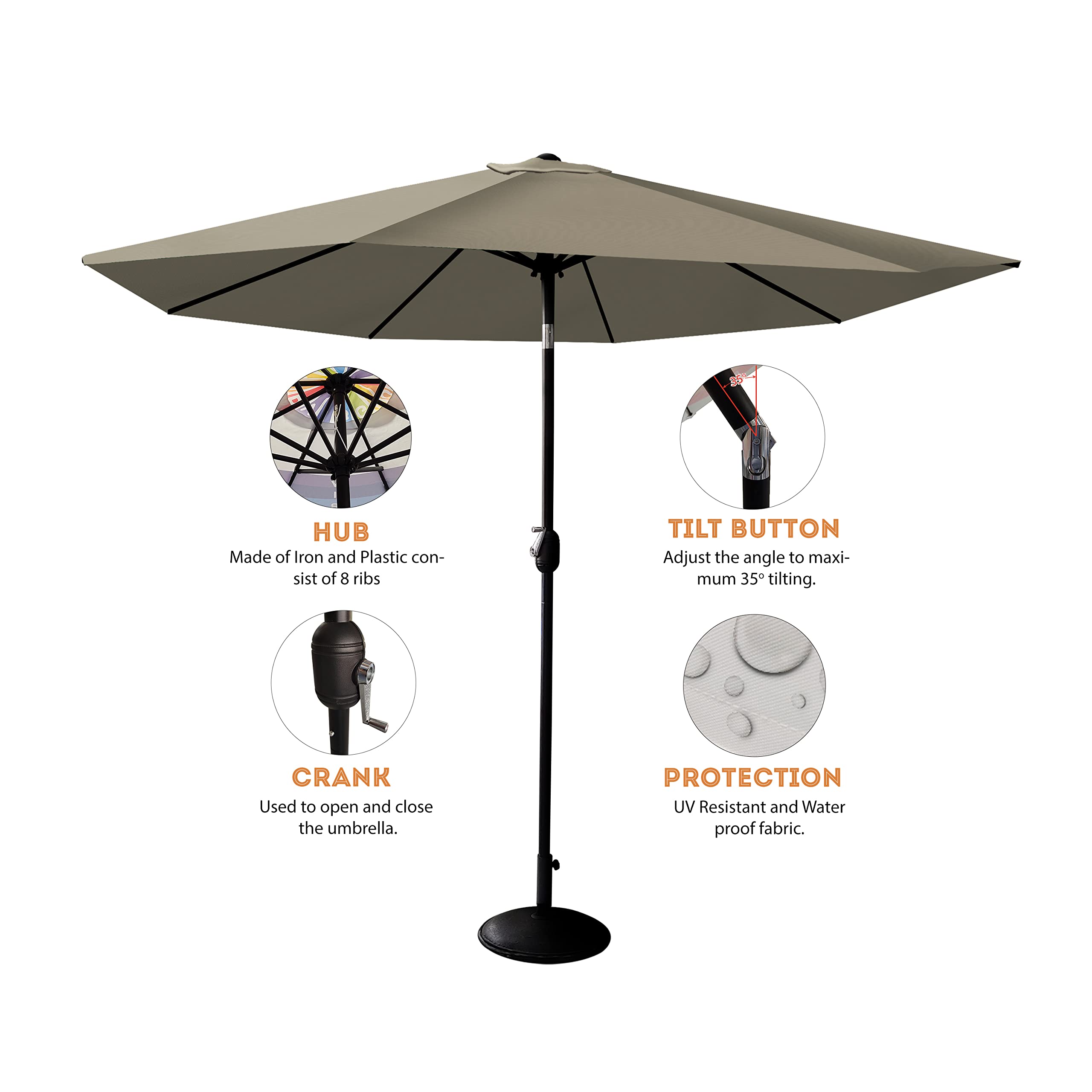 BANNER BUZZ MAKE IT VISIBLE BannerBuzz, Solid Market Umbrella, Topper & Hardware, Tent Fabric, 270 GSM, Dye Sublimation Printing Available in Octagon Shape (Beige)