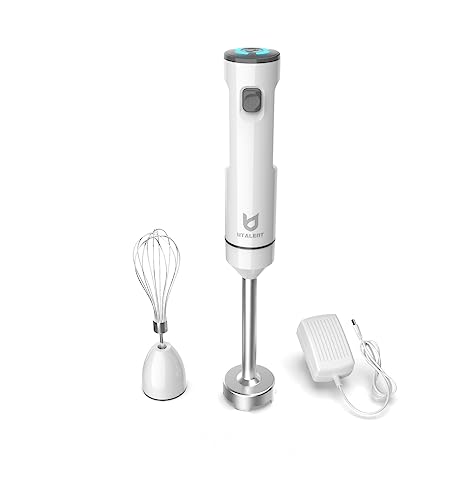 Cordless Hand Blender, UTALENT Variable Speed Immersion Blender handheld Rechargeable, with Fast Charger, Egg Whisk, for Smoothies, Milkshakes, Hummus and Soups – White
