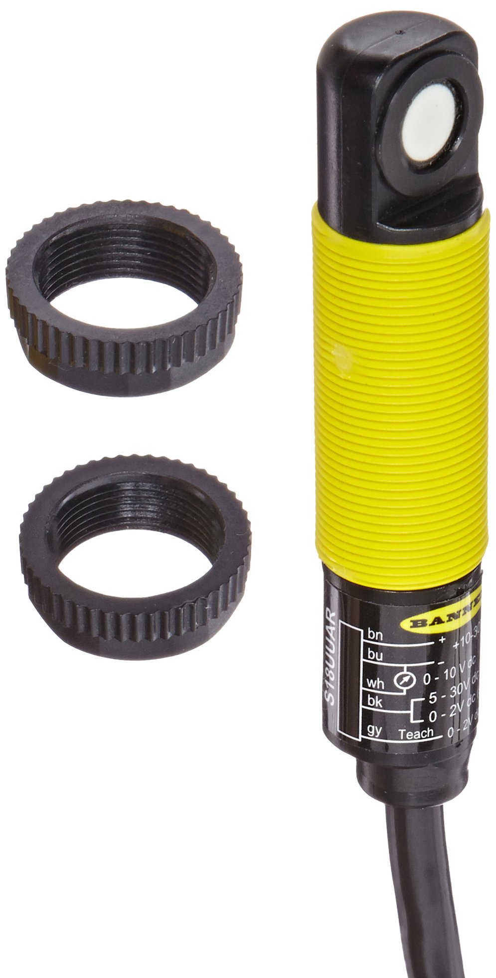 Banner S18UUAR 18mm Barrel Ultrasonic Sensor, Right Angle Housing, 5 Wires, 2m Cable Length