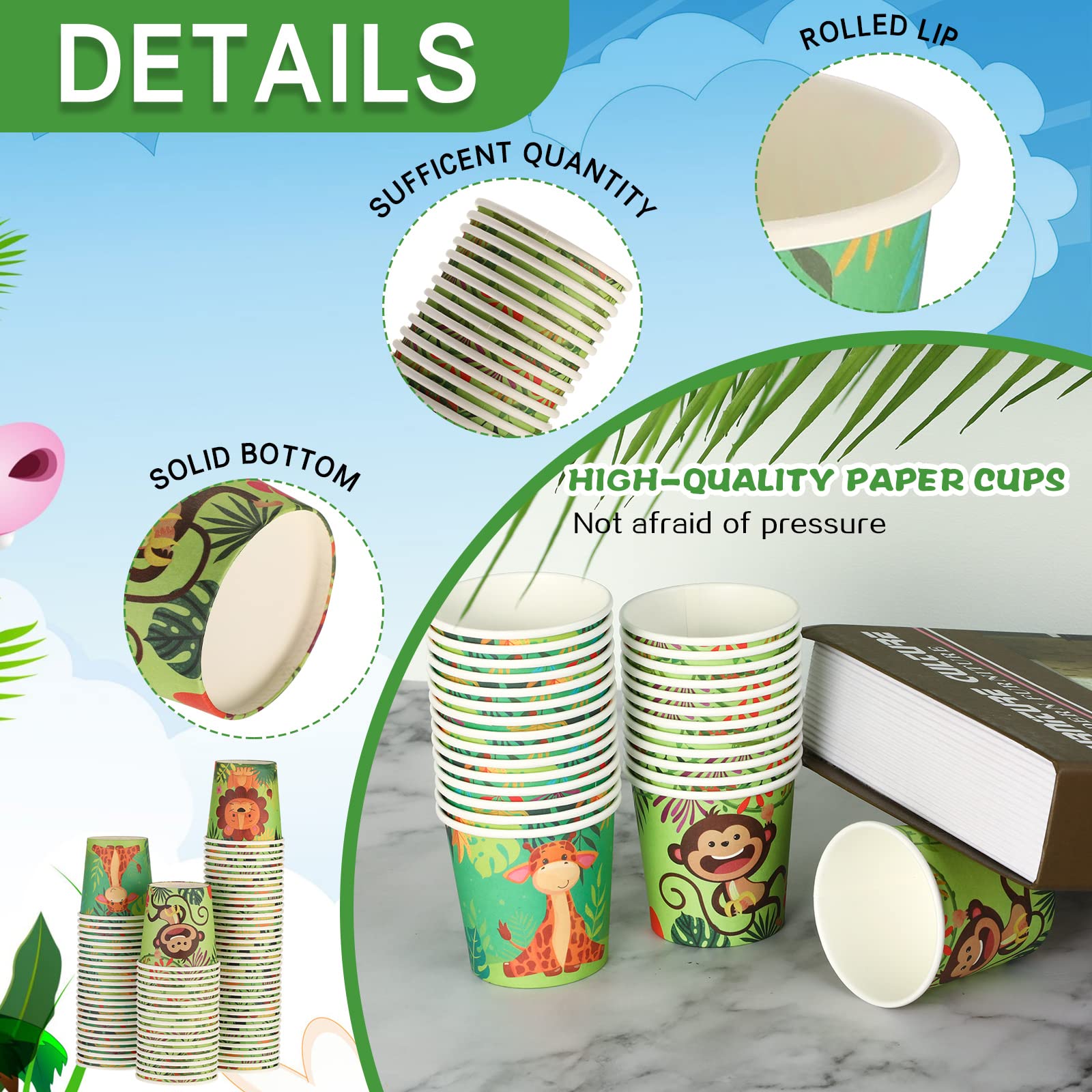 300 Pack 5 oz Cups for Kids Animals Paper Cups Disposable Cups Small Bathroom Cups Mini Mouthwash Cup Bulk for Christmas Party, Picnic(Unicorn)