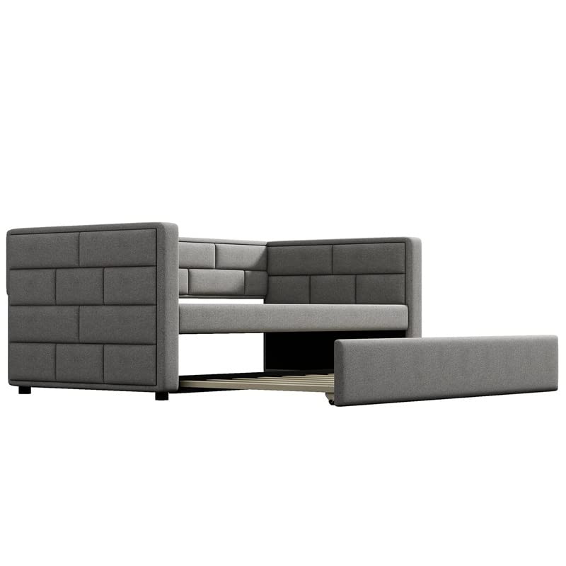 n/a Twin Size Bed Frame for Living Room Daybed with Trundle Upholstered Daybed Home Furniture Moder