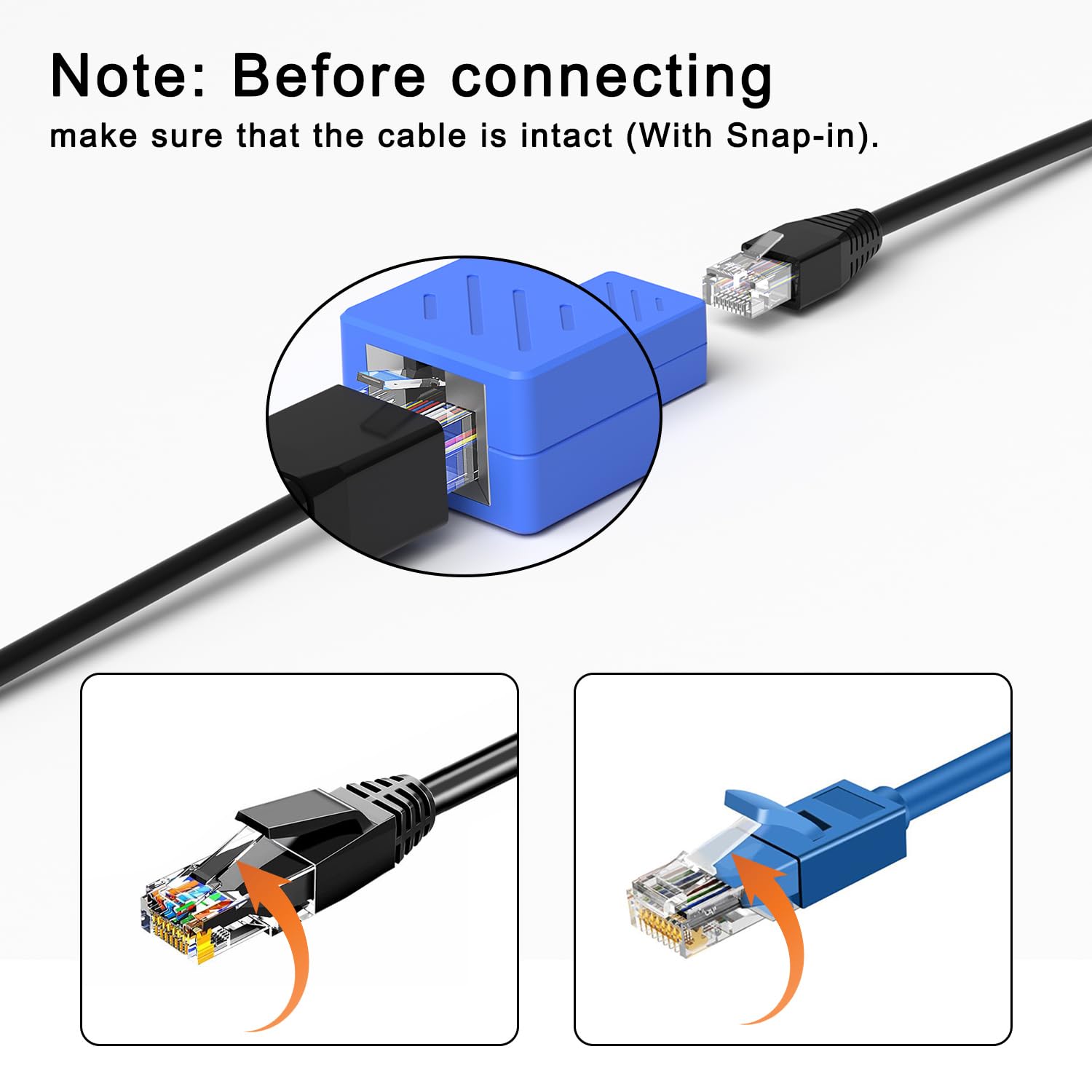 ZUZONG RJ45 Coupler Ethernet Extension Connector, Cat7 Cat6 Cat5e Ethernet Coupler Female to Female(Blue 5 Pack)
