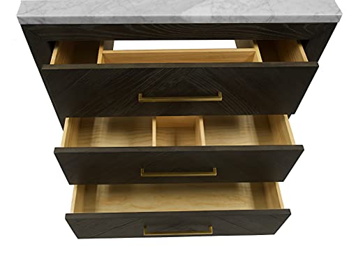 Avery 36-inch Bathroom Vanity (Carrara/Dark Oak): Includes Dark Oak Cabinet with Stunning Carrara Marble Countertop and White Ceramic Sink