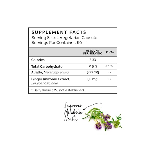 Arth Botanicals Alfalfa Capsules – Supports Metabolic Health and Promotes Healthy Heart Function – 60 Vegan Capsules for Maximum Absorption & Potency -100% Plant-Based
