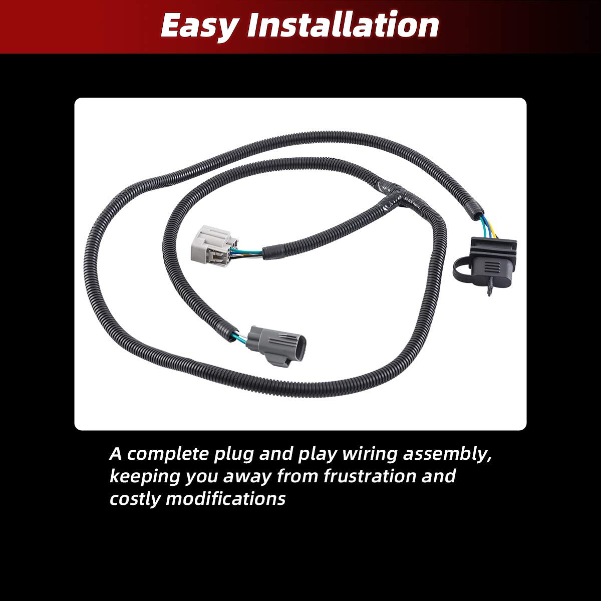 55 Inch 4-Way Tow Hitch Wiring Harness Kit, Compatible with 07-2018 Jeep Wrangler JK 2 Door & 4 Door Models