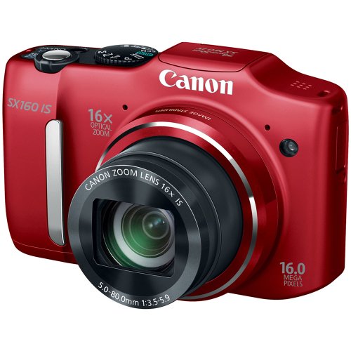 Canon PowerShot SX160 is 16.0 MP Digital Camera with 16x Wide-Angle Optical Image Stabilized Zoom with 3.0-Inch LCD (Red)