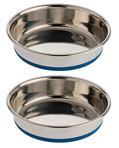 DuraPet 2 Pack of Cat Dishes, 0.75 Cup Dry Food Capacity each, Premium Rubber-Bonded Stainless Steel