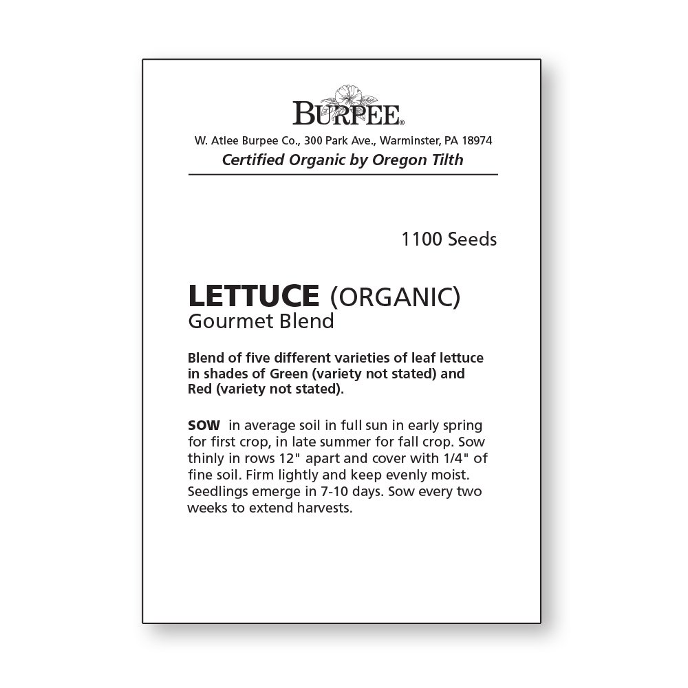 Burpee Gourmet Blend Lettuce Seeds 1100 seeds