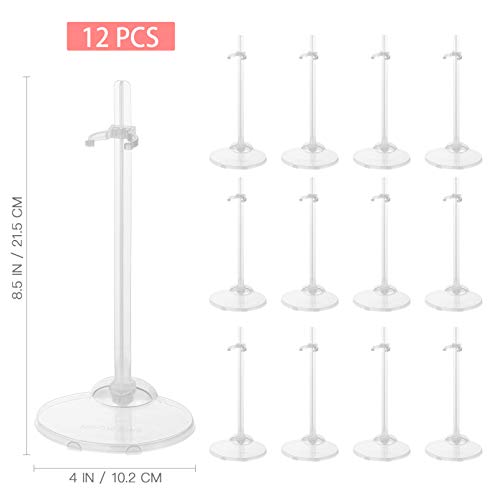 ARTIBETTER 12Pcs Doll Stand Transparent Doll Stand Plastic Doll Display Holder Clear Action Figures Doll Accessories
