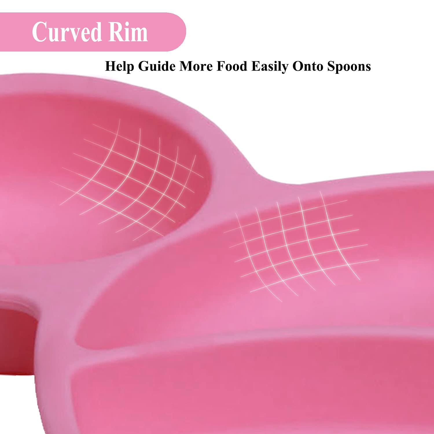 NICINGU Silicone Suction Plate spoon fork sets for Toddlers,Divided Plate Dish Placemat Bowl for Baby Kids Infant Self Feeding Training,Fits Most Highchairs, BPA Free Microwave Dishwasher Safe-Pink