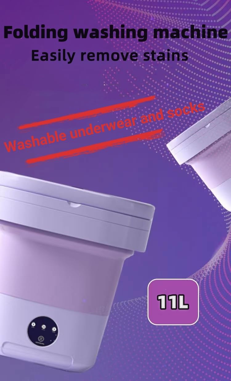 Portable washing machine.mini washing machine.11L high-capacity foldable washing machine.Deep cleaning of small clothing such as underwear and baby clothes.Suitable for camping and hotel (purple)