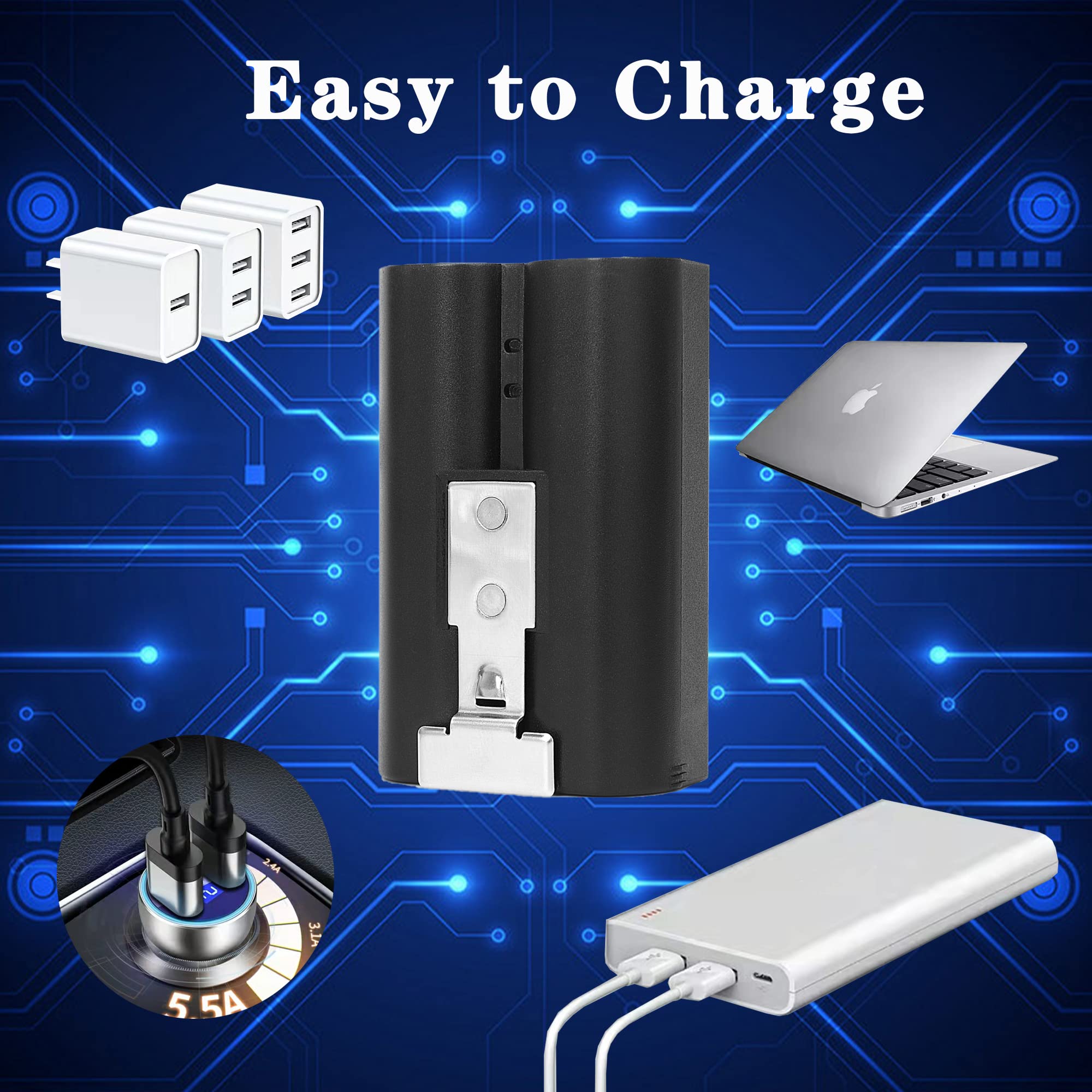 2Sets Battery and USB Charging Station,Battery is Compatible with Ring-doorbell, for Video Doorbell 2/3 and Spotlight Cam Battery 6040mAh