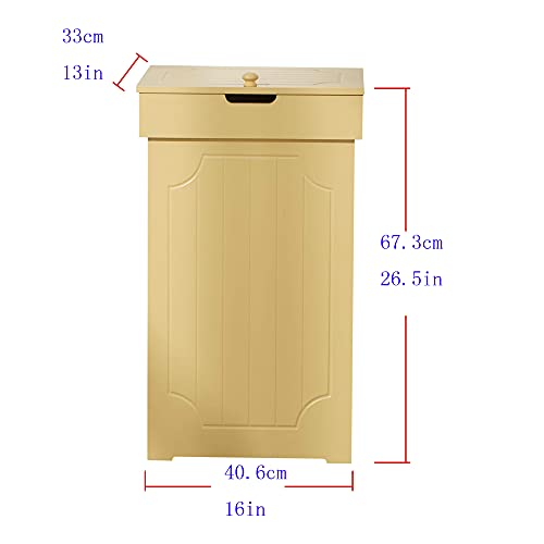 Function Home Trash Can Cabinet, 23 Gallon Kitchen Garbage Can, Wooden Recycling Trash Bin, Freestanding Dog Proof Trash Can, Farmhouse Trash Cabinet with Lid for Home Kitchen Bathroom, Yellow