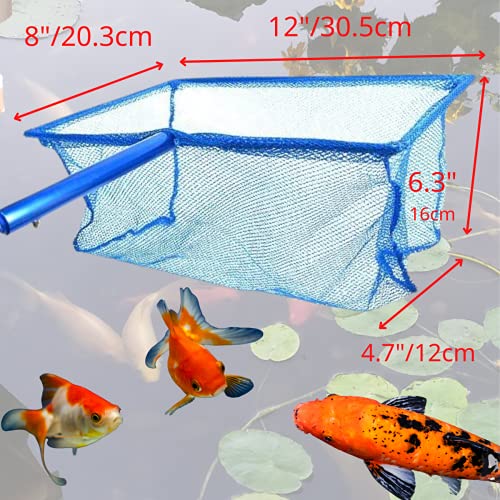 CORISRX BEST OF YOUR LIFESTYLE 12"x 8" Koi Adjustable Fish NET Handle 30~54cm Aluminum Fishing Pond Tank Blue
