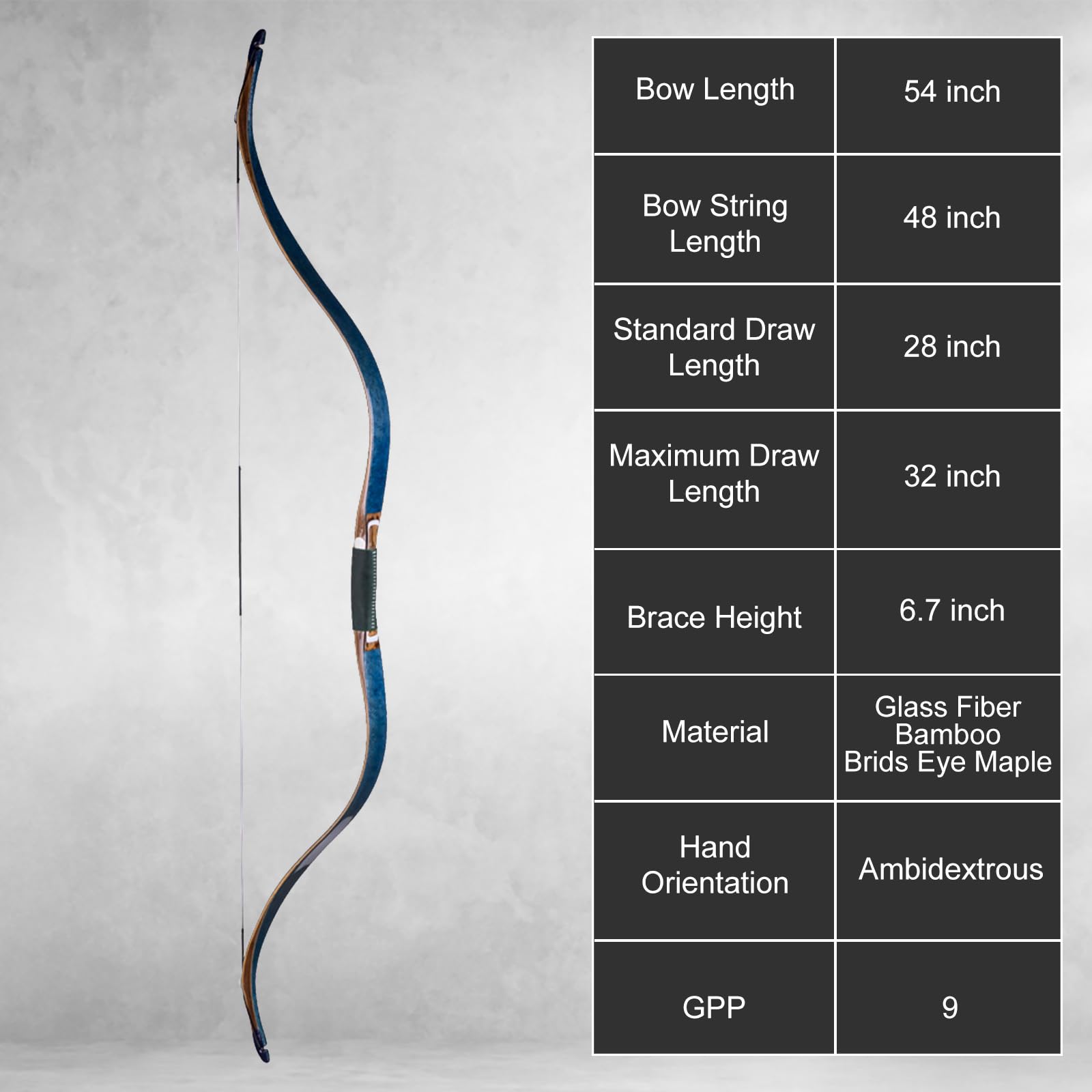 AF Archery Tatar Recurve Bow, Traditional Laminated Horse Bow for Mounted Archery and Precision Shooting, High Gloss Longbow Left Right Hand(Black, 40 lbs)