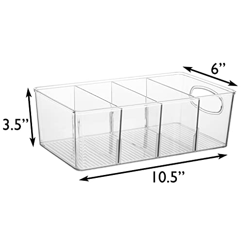 ClearSpace Plastic Pantry Organization and Storage Bins with Removable Dividers – Perfect Kitchen Organization or Kitchen Storage – Refrigerator Organizer Bins, Cabinet Organizers (4 Pack)