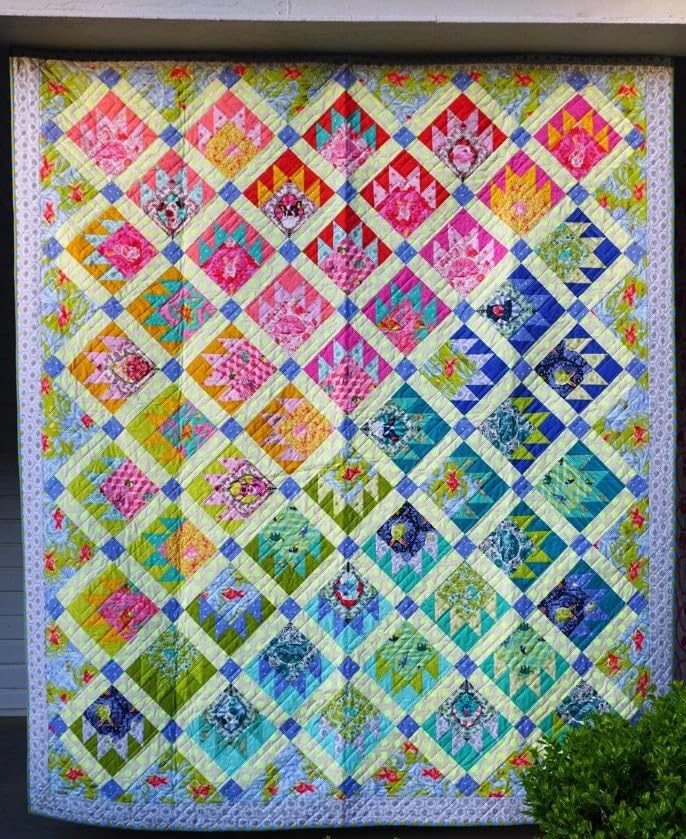 Tula Pink for Free Spirit Besties Hop to It W/Metallic Gold, Fabric by The Yard (Bluebell)