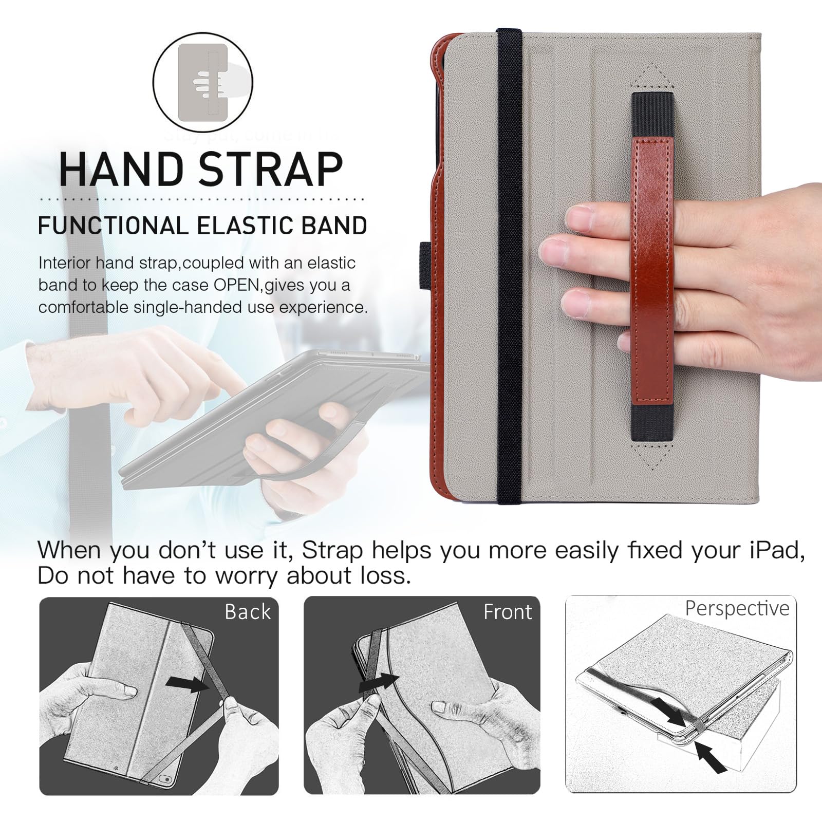 ZtotopCase for iPad Mini 5 2019/Mini 4 3 2 1 Case 7.9 Inch, Premium PU Leather Folio Stand Cover with Auto Wake/Sleep, Front Card Pocket for iPad Mini 5th/4th/3rd/2nd/1st Generation, Brown