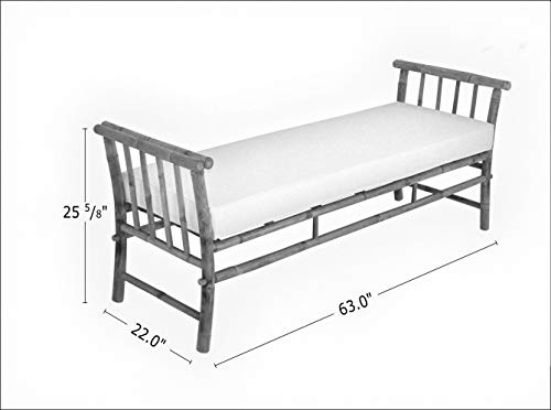 ZEW Handcrafted Natural Bamboo Entryway Bedroom Bench with Armrests Daybed Lounger with Detachable Mattress