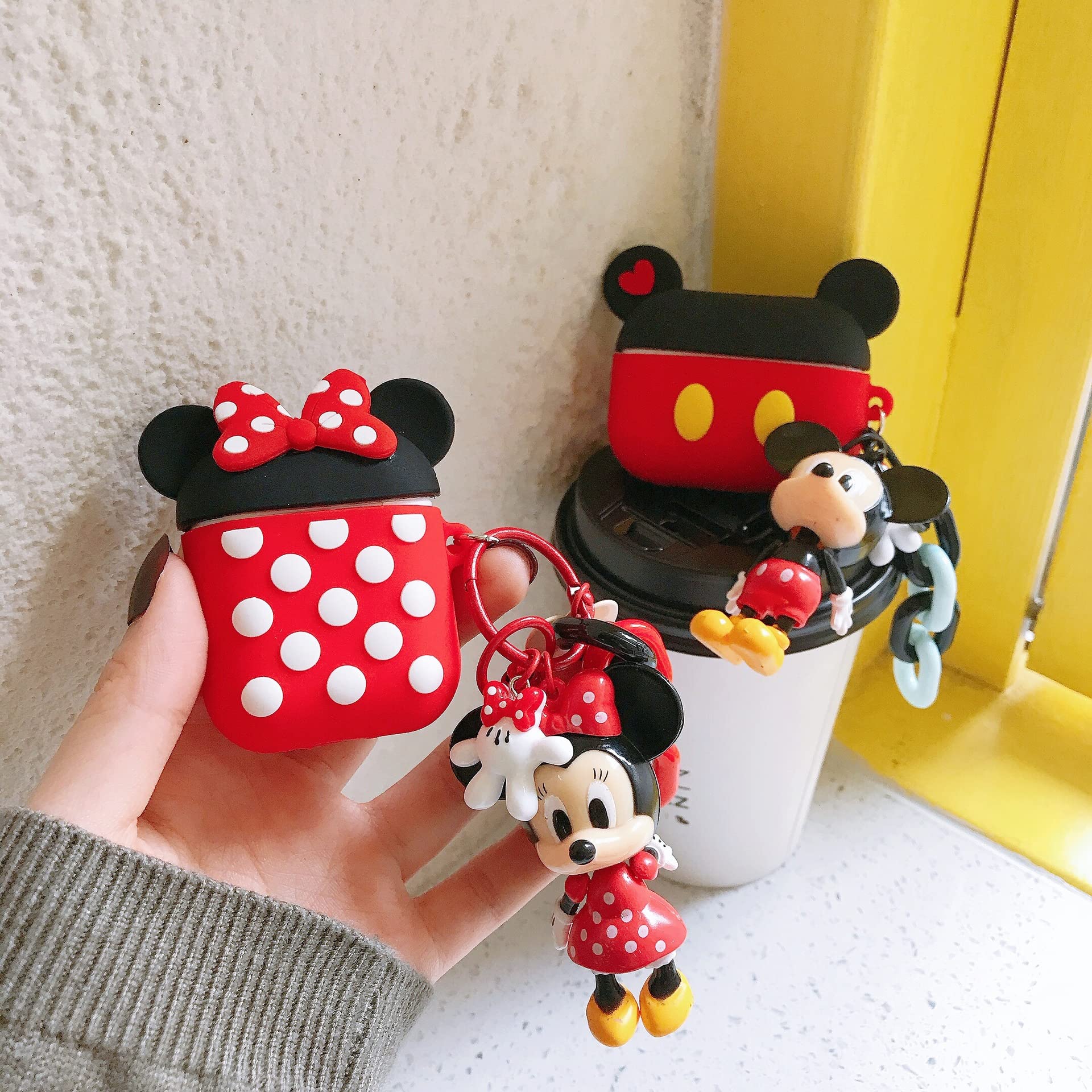 for AirPods Case,Cute Cartoon Headphones Cases for Apple AirPods Protective Shockproof Cover for Apple Airpods 1 & AirPods 2,Red
