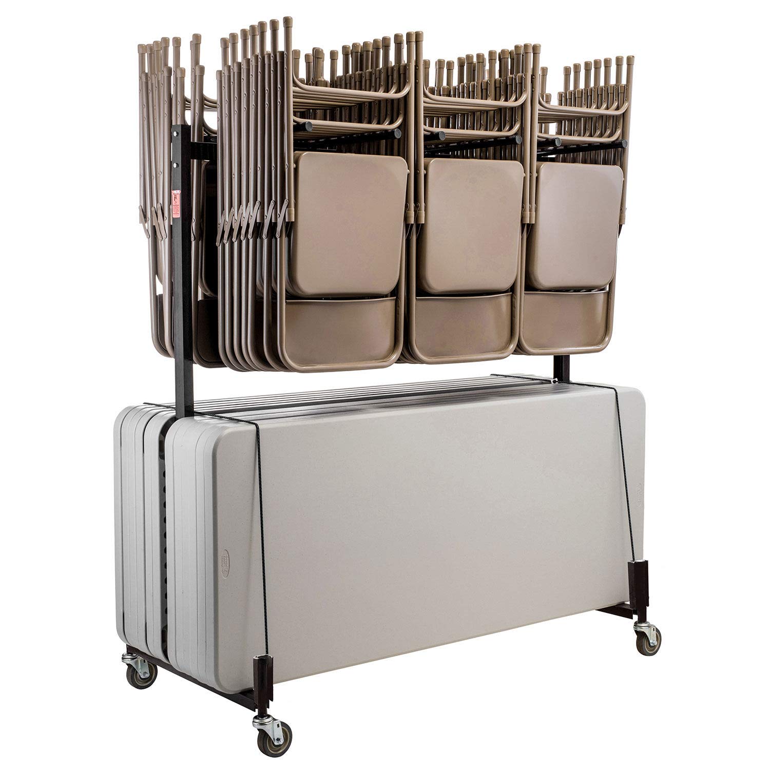 Global Industrial Double Tier Chair and Table Cart, Holds 42 Chairs / 8-10 Tables