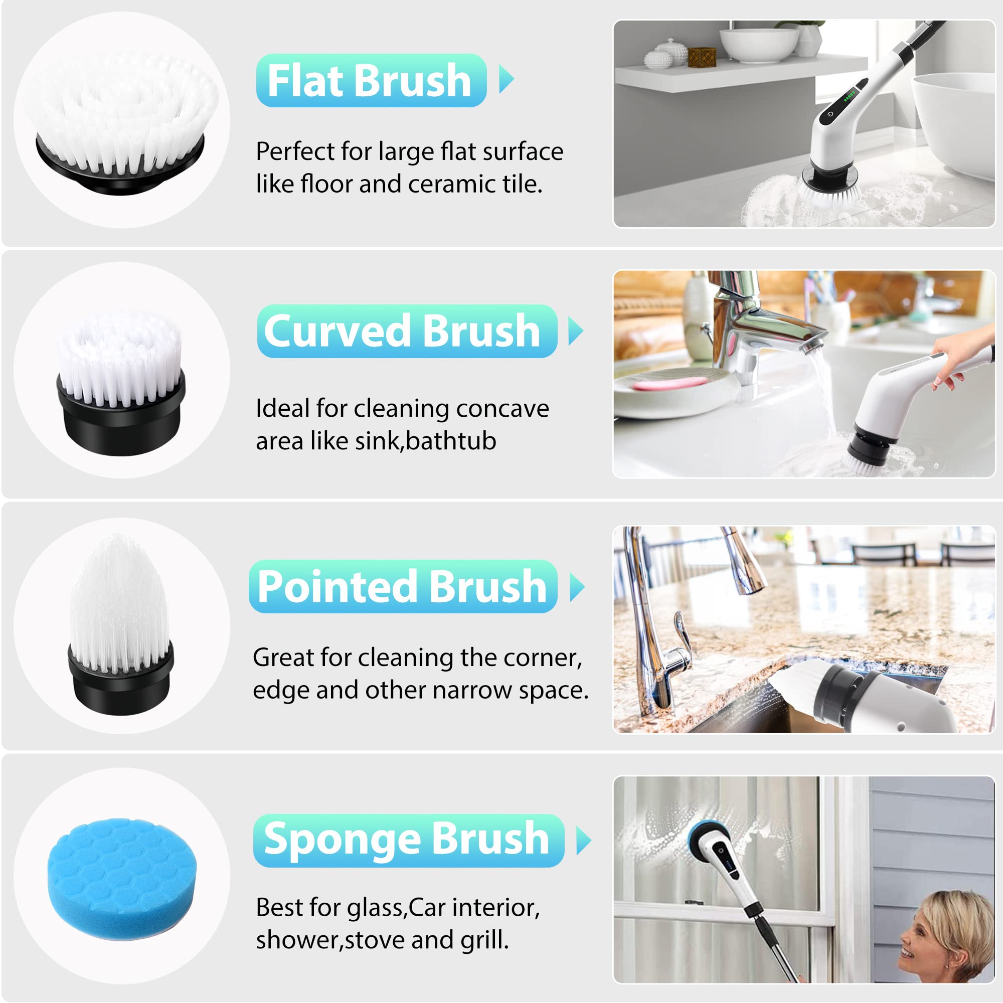 7 PCS Replacement Brush Heads for Electric Spin Scrubber,Yisigal Multipurpose Cleaning Brush Heads.