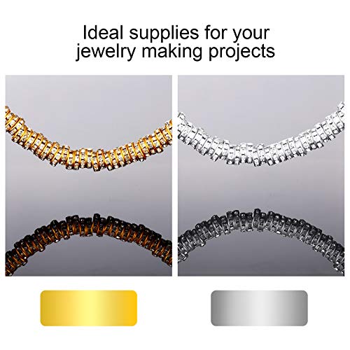 800 Pieces Round Rondelle Spacer Beads Crystal Rhinestone Loose Bead Rondelle Charm Beads 6 mm 8 mm 10 mm for Necklaces Bracelets Jewelry Making (Silver)