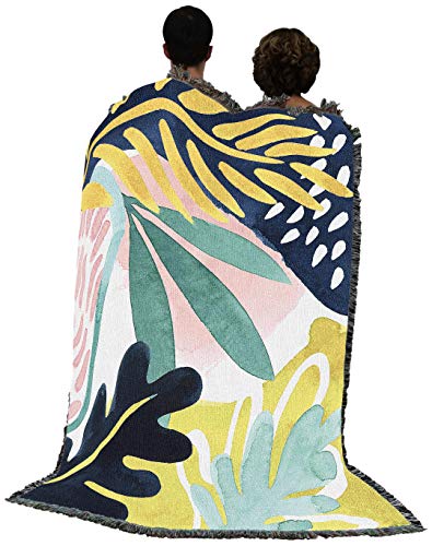 Pure Country Weavers Leaves Blanket Tropical Salve - Grace Popp - Garden Patterns Gift Tapestry Throw Woven from Cotton - Made in The USA (72x54)