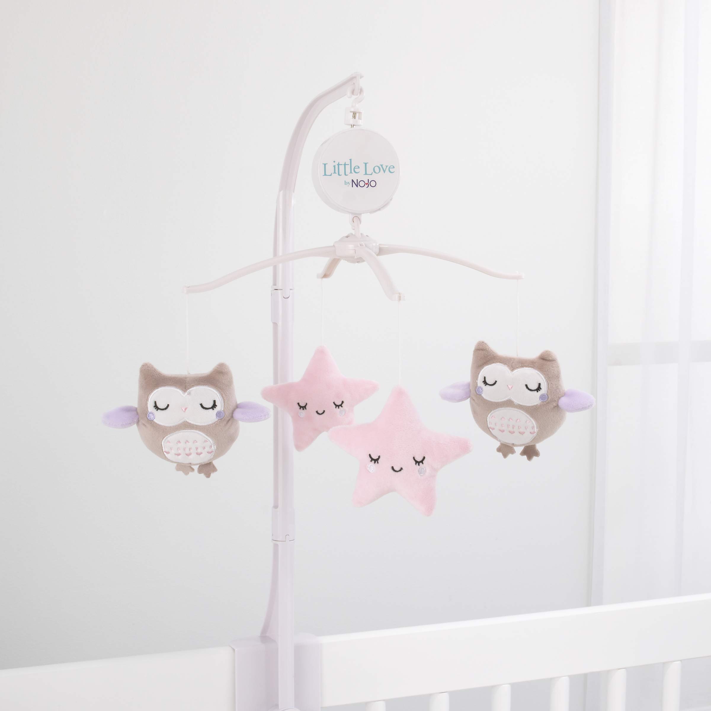 Little Love by NoJo Shine On My Love - Girl Owls and Stars Pink, Lavender Musical Mobile