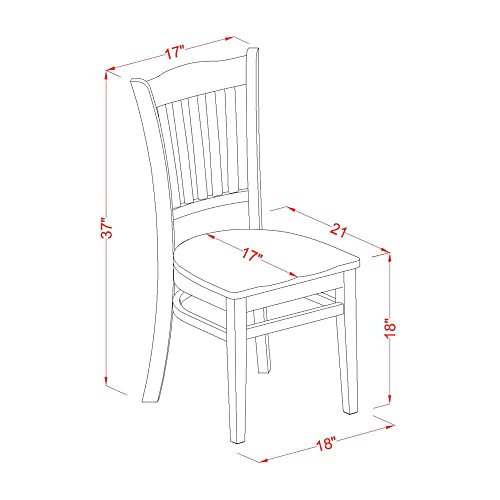 East West Furniture Groton Dining Slat Back Wooden Seat Chairs, Set of 2, Linen White