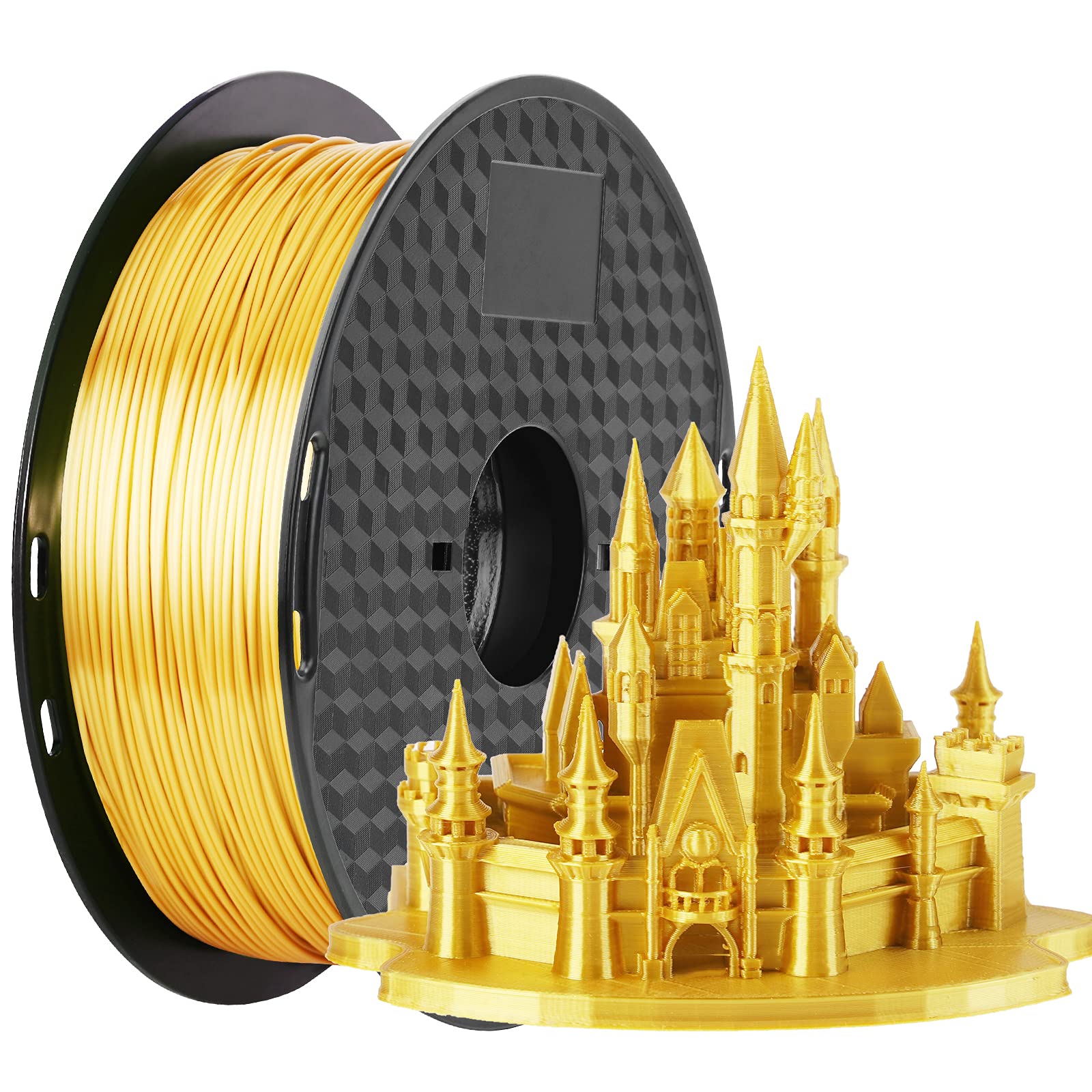 Silk Gold PLA Filament 1.75mm, MCHYI Silk Shiny 3D Printer Filament, 1kg 1 Spool