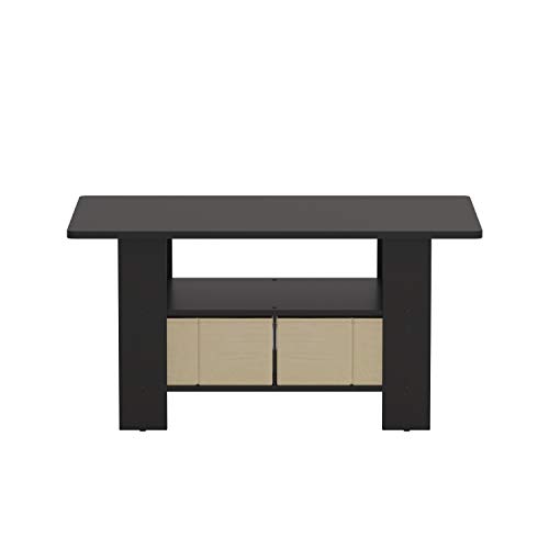 Furinno Coffee Table with Bins, Espresso/Brown
