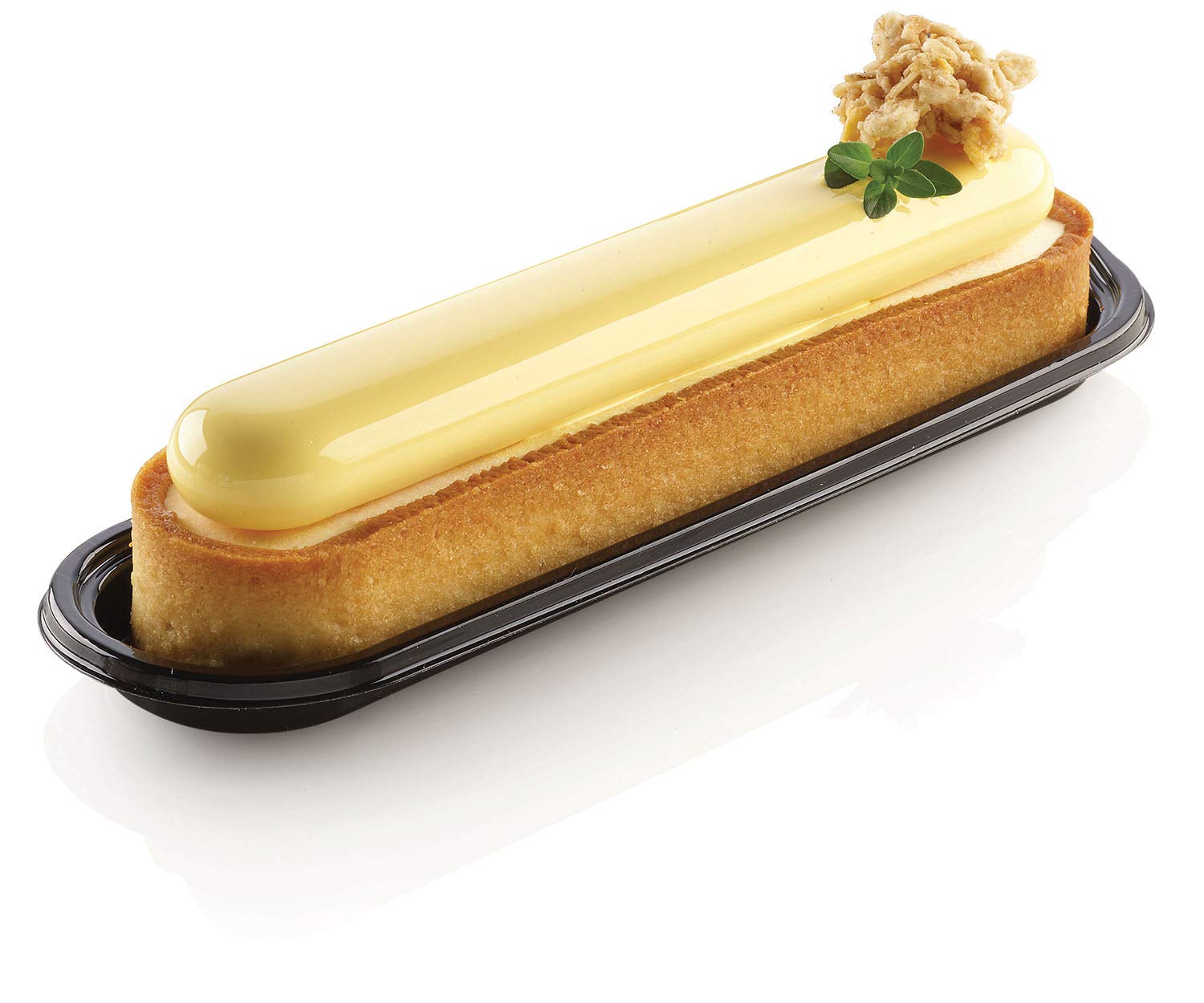 Silikomart "Kit Tarte Ring Oblong 146x34" Silicone Mold with 6 Cavities, Each 5.23 Inch x 0.82 Inch x 0.47 Inch High, Plus 6 Heat-Resistant Perforated Plastic Oblong Cutting Rings